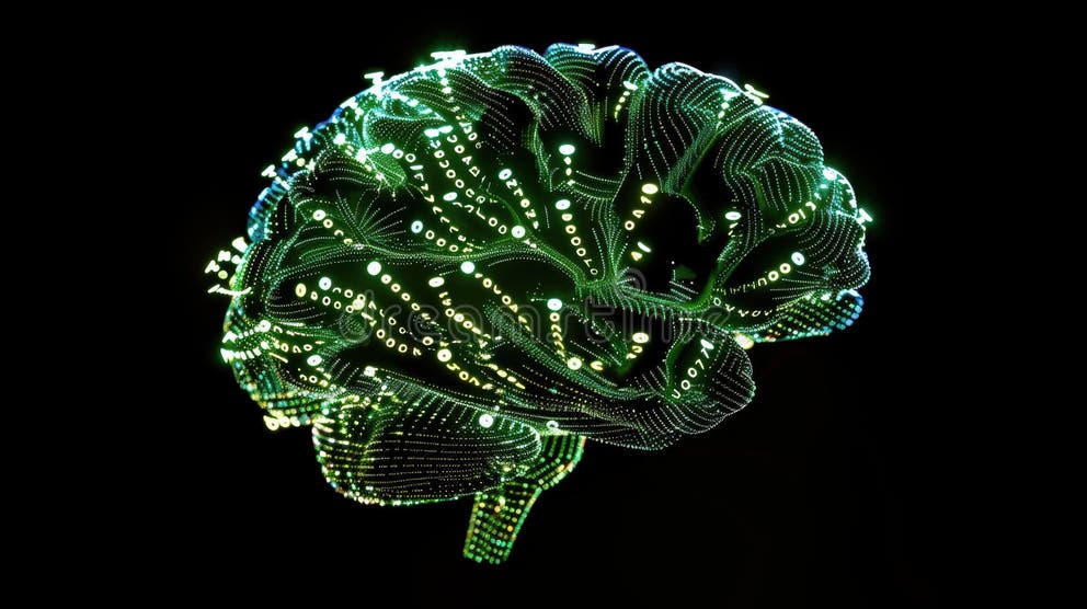 Ai Powered Cognitive Systems Digital Brain With Data Streams And Binary Code For Tech Design