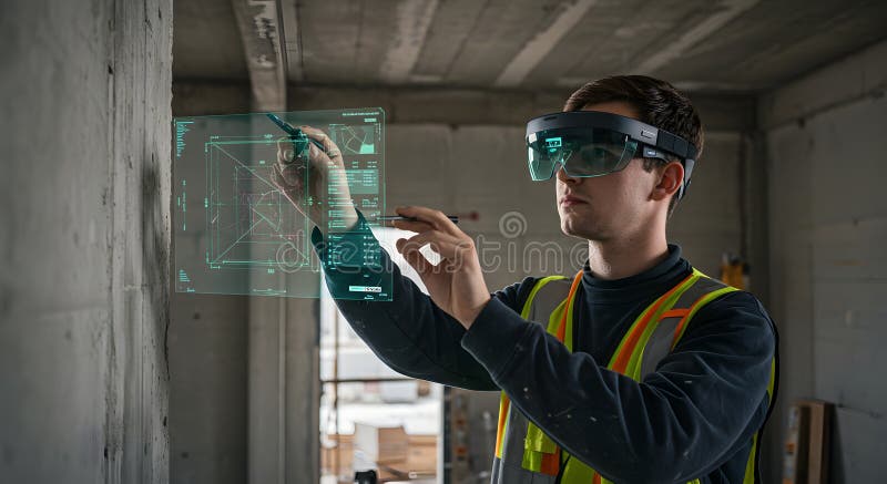 AI-Powered Construction Visualization Stock Illustration - Illustration ...