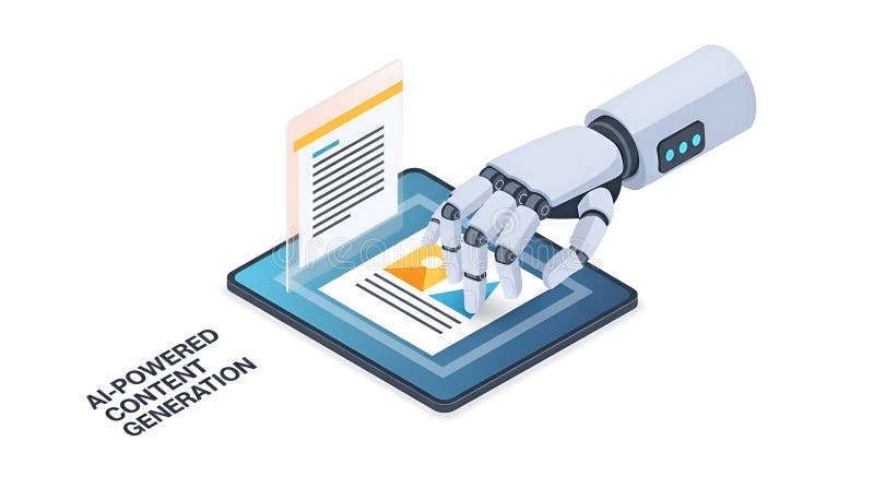 AI-Powered Content Creation: Robotic Hand Interacting with Tablet Stock ...