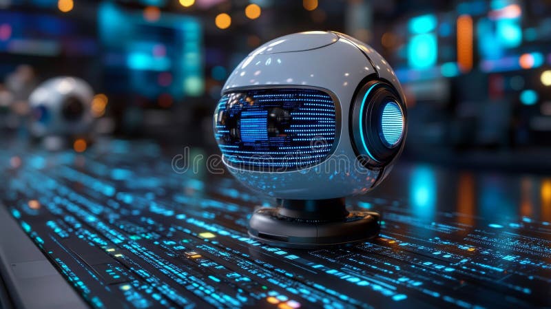 AI-powered Customer Service Bot on a Futuristic Digital Interface in an ...