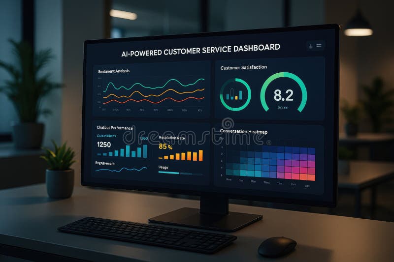 Ai Powered Customer Service Dashboard Analytics Display Stock ...