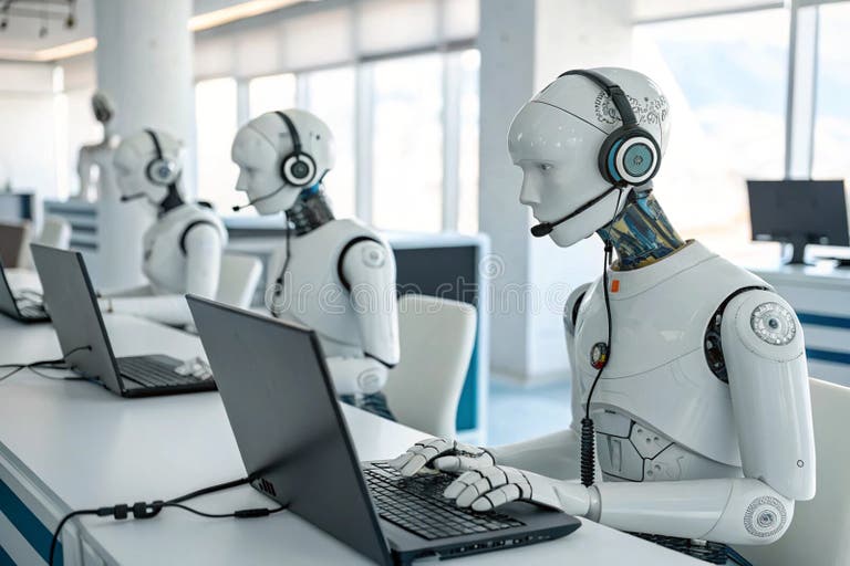 AI-Powered Customer Service: Humanoid Robots Working in a Call Center ...