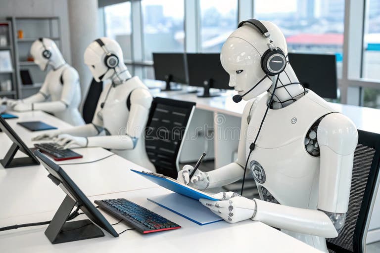 AI-Powered Customer Service: Humanoid Robots Working in a Call Center ...