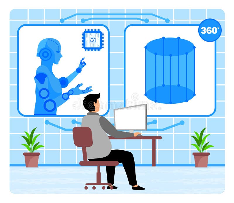 AI Powered 3D Modeling and Animation. Stock Illustration - Illustration ...