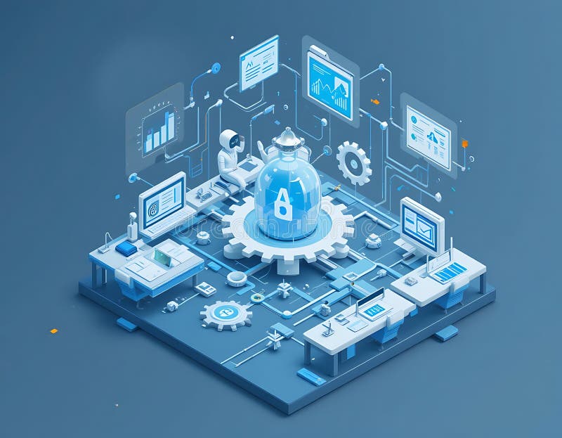 Ai-powered Data Analysis and Automation System Stock Illustration ...