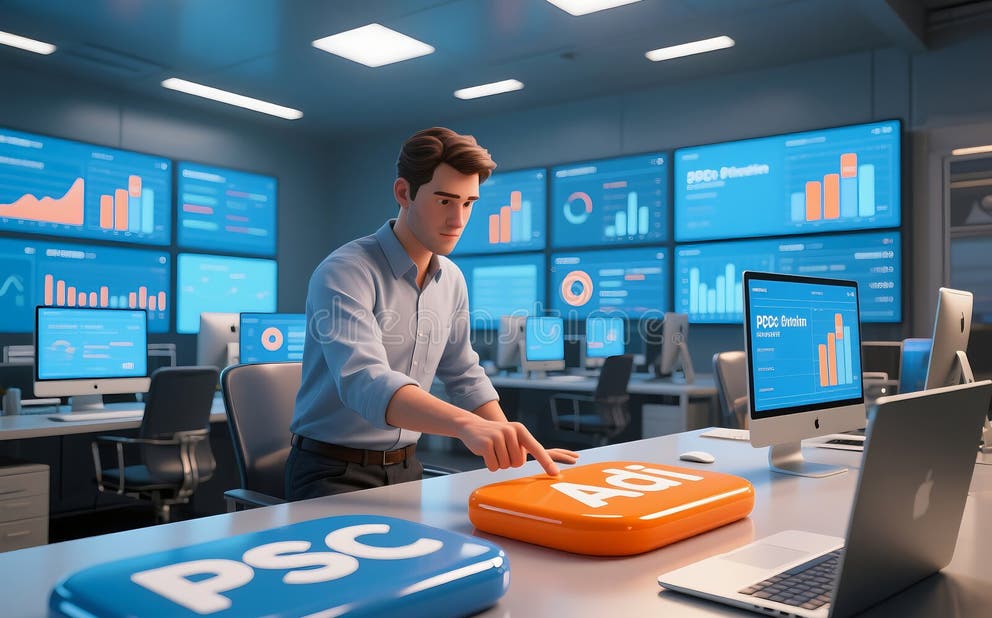 AI-Powered Data Center Control Stock Illustration - Illustration of ...