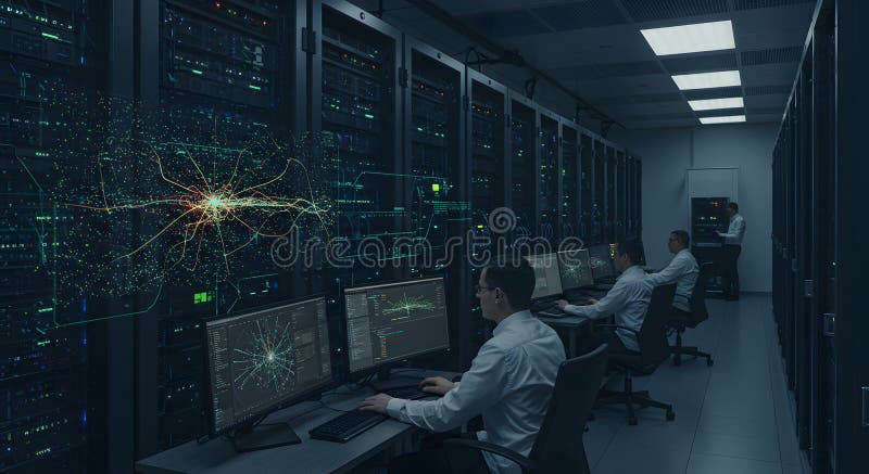 AI-Powered Data Center Visualization Stock Illustration - Illustration ...