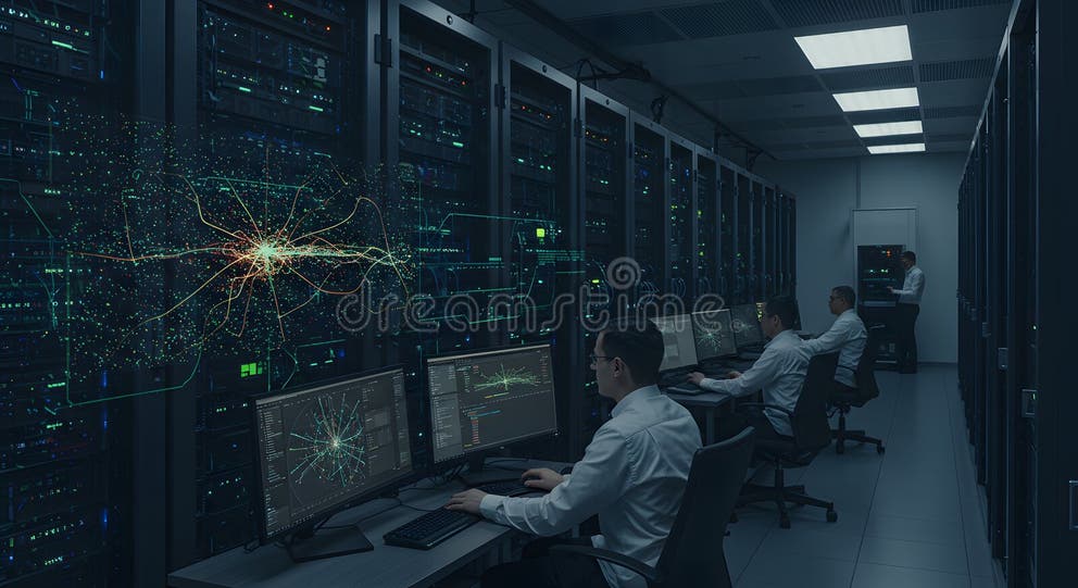 AI-Powered Data Center Visualization Stock Illustration - Illustration ...