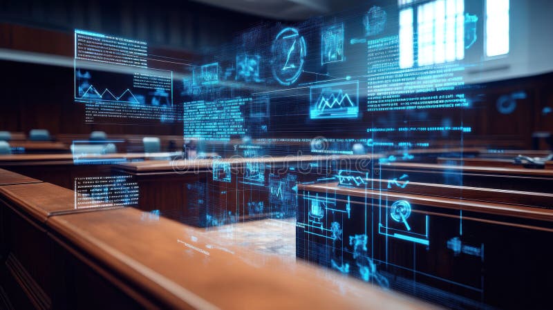 AI-Powered Data Visualization in a Modern Courtroom Setting Stock ...