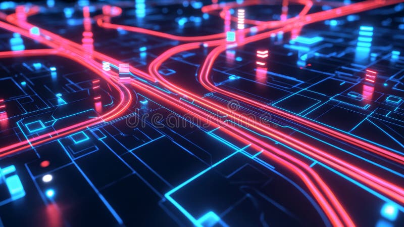 AI Powered Digital City Traffic Management Map Visualization Stock ...