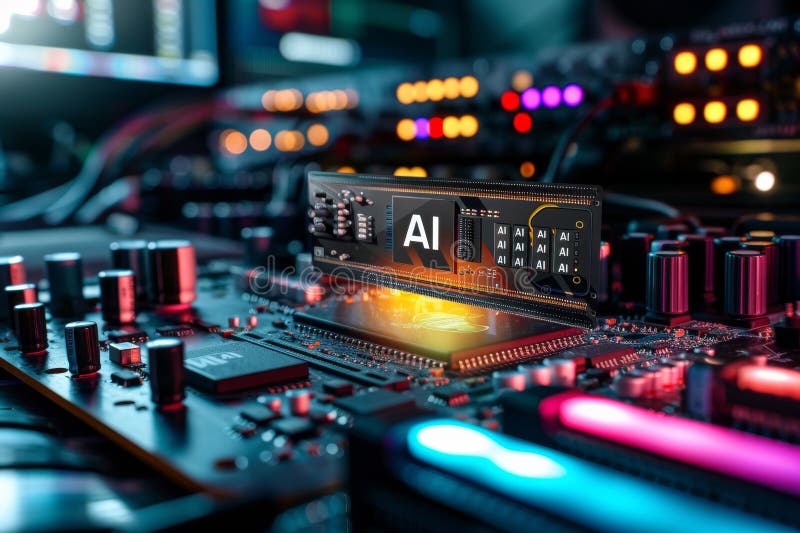 AI Powered Digital Interface with Vibrant Neon Lights, Symbolizing ...