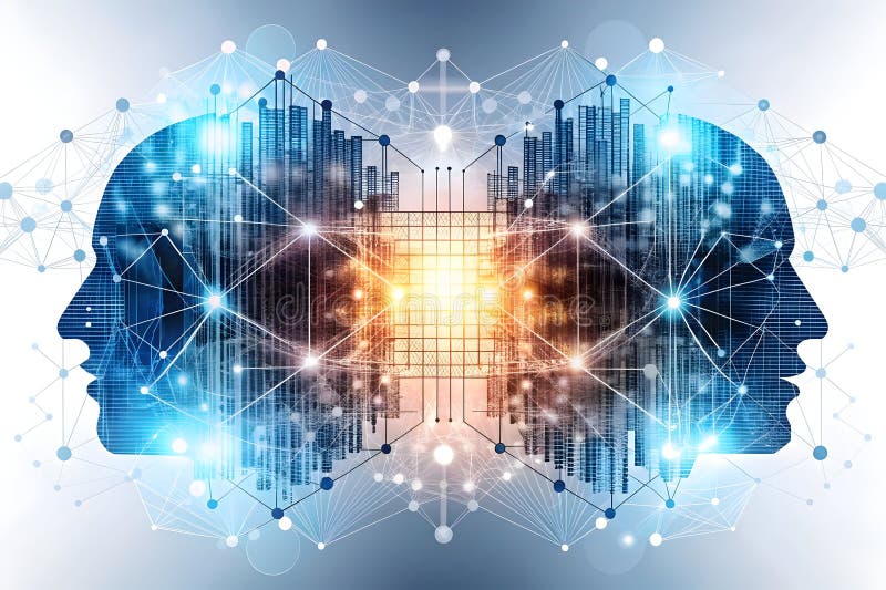 AI Powered Digital Twin Vector Concept As a Minimalistic Abstract ...