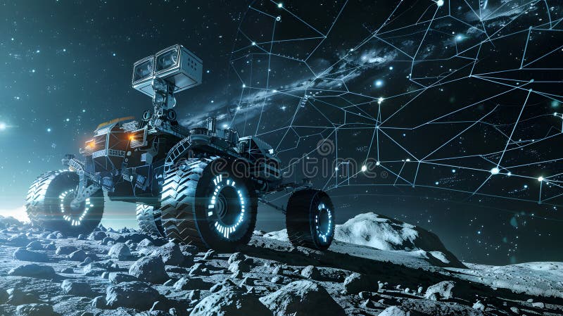 AI-powered Exploration Rover on a Distant Planet. Stock Illustration ...