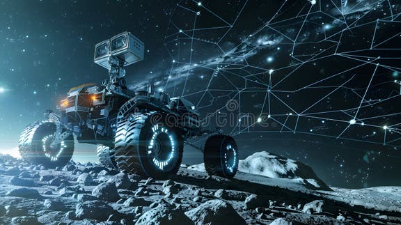 AI-powered Exploration Rover on a Distant Planet. Stock Illustration ...