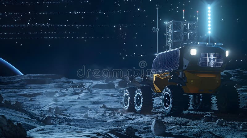 AI-powered Exploration Rover on a Distant Planet. Stock Illustration ...