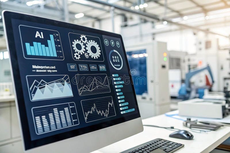 AI-powered Factory Monitoring System Displayed on a Desktop Computer in ...