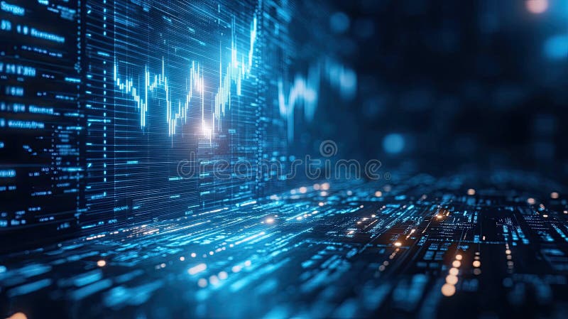 AI Powered Financial Analysis on Digital Screen with Glowing Data Stock ...