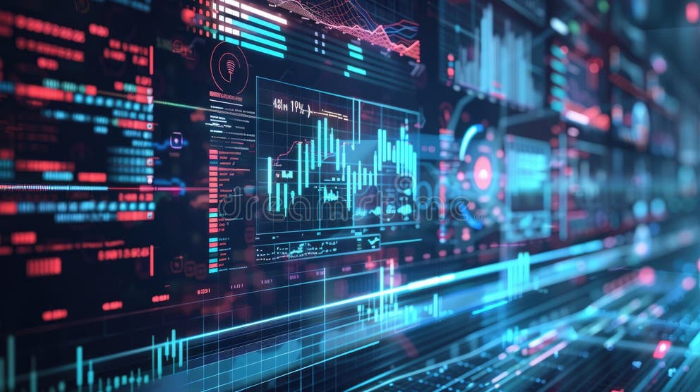 AI-powered Futuristic Interface with Data Analytics on a Digital Display. AI Insights Stock ...