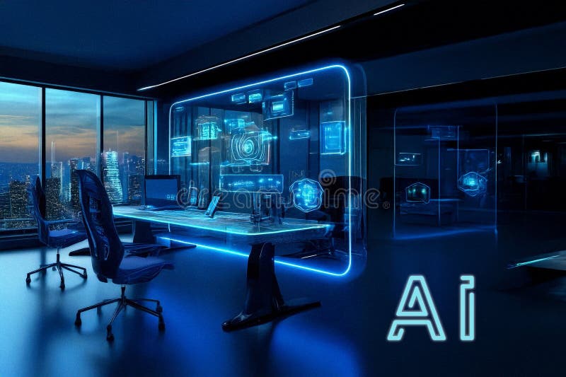 AI-powered Futuristic Office, Tech-savvy Workspace, Modern Design Stock ...
