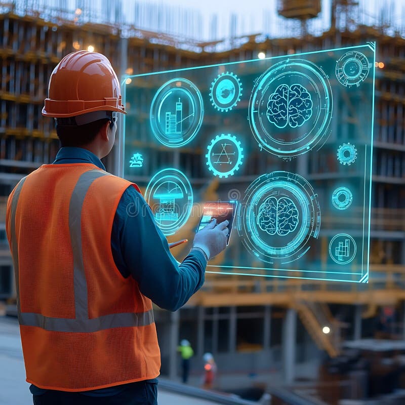 AI Powered Holographic Construction Site Management with Futuristic ...