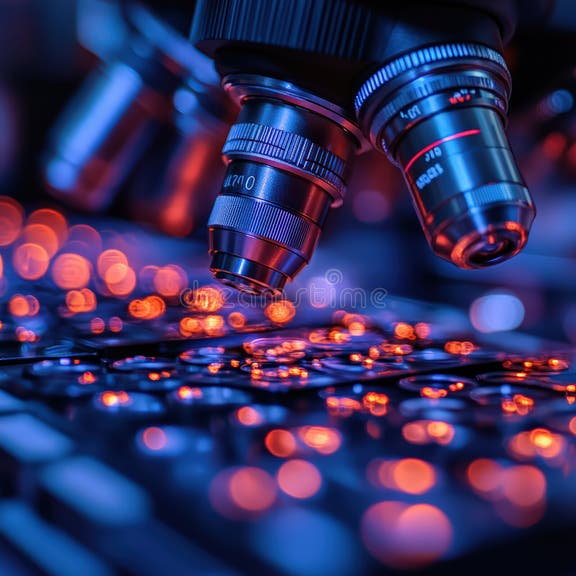 AI-powered Microscope Analyzing Microscopic Organisms. Stock ...