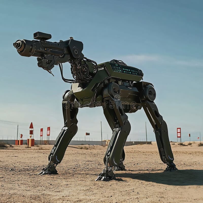 AI-Powered Military Robot Dog in Desert Testing Grounds Stock ...