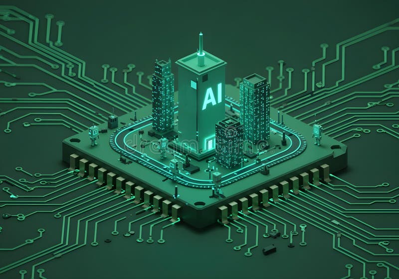 AI Powered Miniature City Built on Computer Processor Visualizing ...
