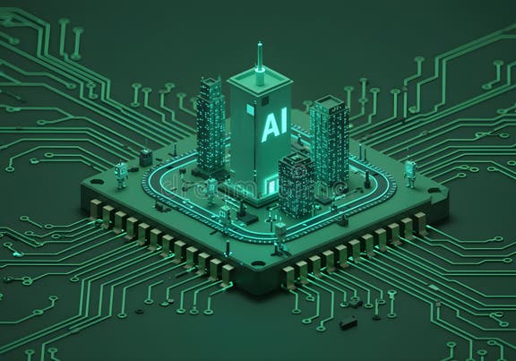 AI Powered Miniature City Built on Computer Processor Visualizing ...