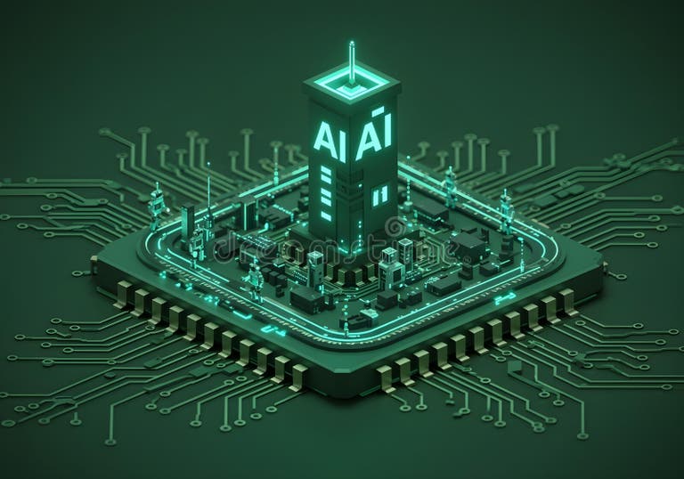 AI Powered Miniature City Built on Computer Processor Visualizing ...