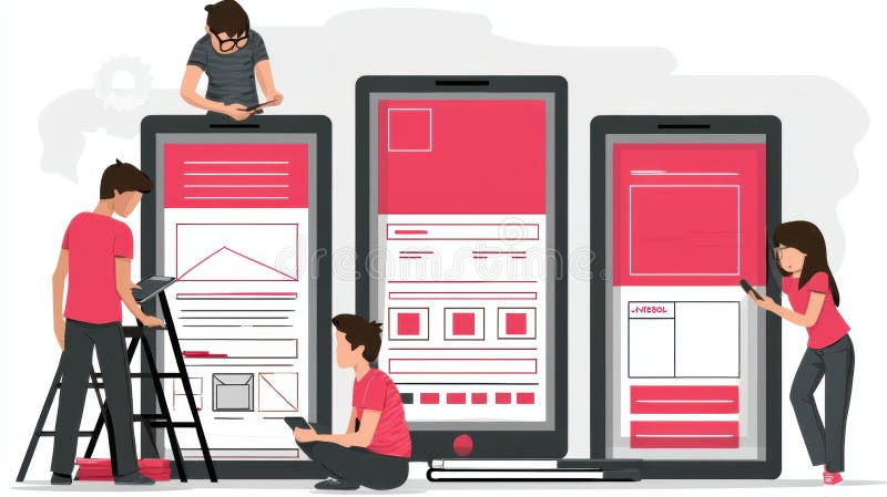 AI-Powered Mobile App Development Stock Illustration - Illustration of ...