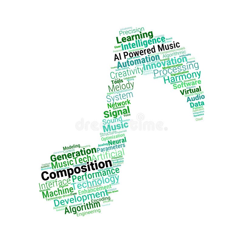 AI Powered Music Word Cloud Stock Illustration - Illustration of sound ...