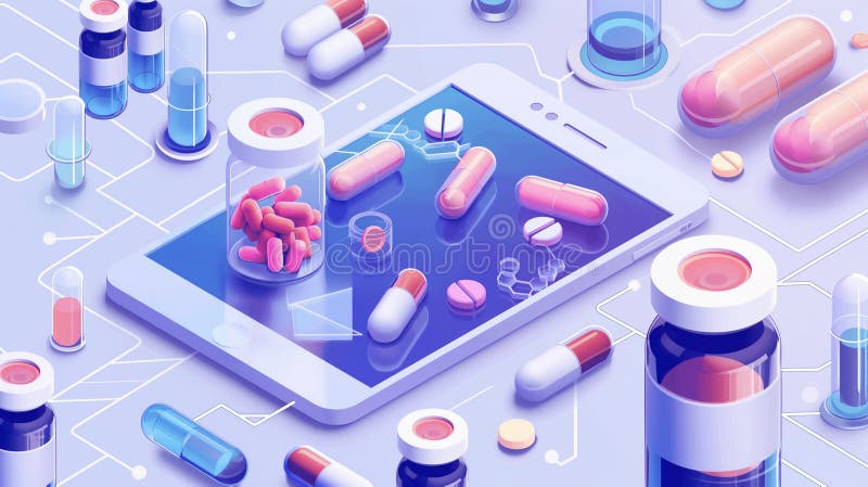 3D Isometric Vector AI-powered Drug Discovery and Development Platform ...