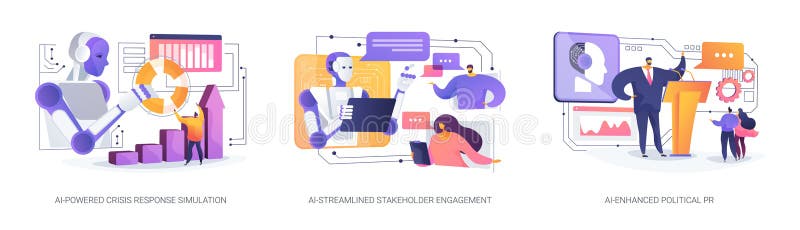 AI-powered PR Abstract Concept Vector Illustrations. Stock Illustration - Illustration of ...