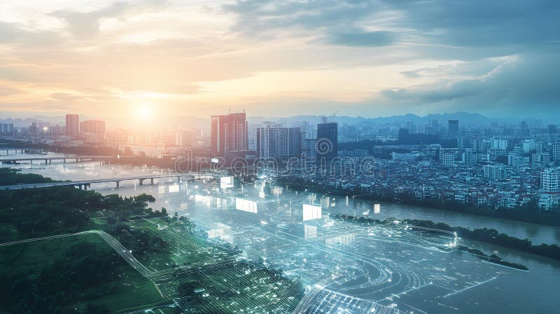 AI-Powered Predictive Flood Control a Smart City Protection. Stock ...