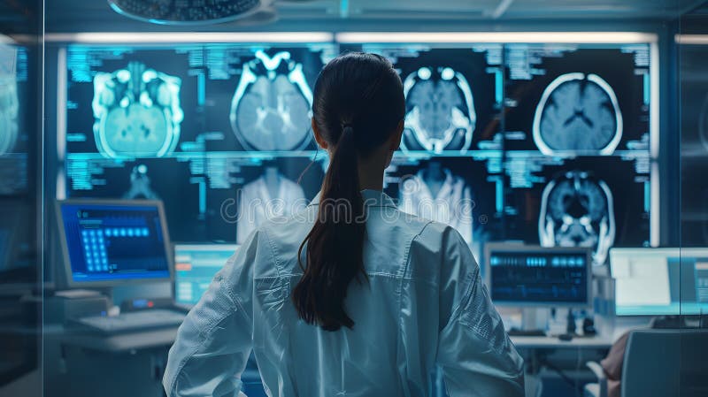 AI-Powered Radiology Analysis Radiologists Using AI. Stock Illustration ...