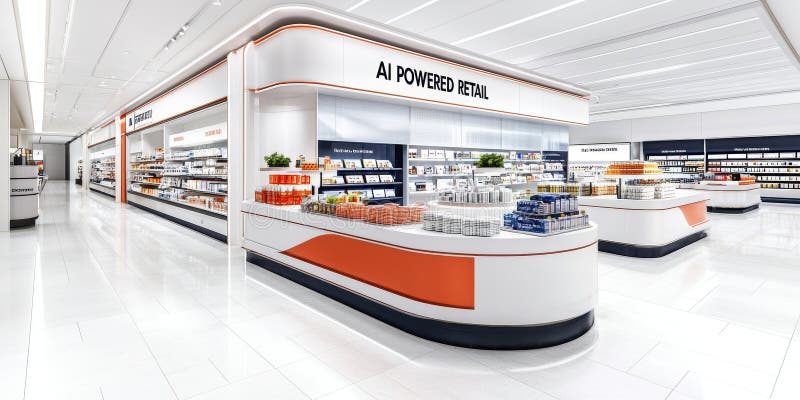 AI Powered Retail Store Interior with Modern Design Stock Illustration ...