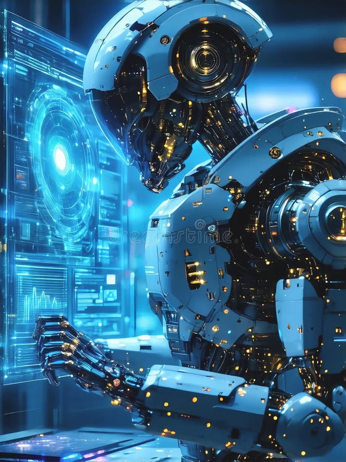 AI-Powered Robot in a High-Tech Environment Robotics Industry, AI ...