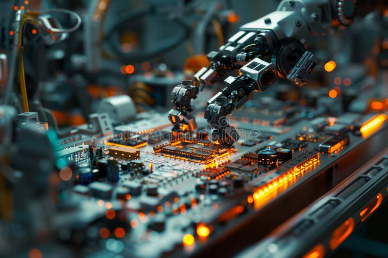 AI-powered Robotic Arm Assembling Electronic Components in a Factory ...