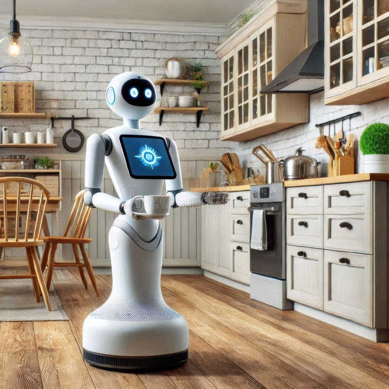 AI-powered Robotic Assistant Helping in a Modern Kitchen, Smart Home ...