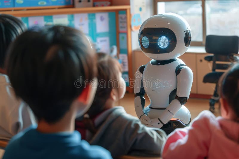 AI-powered Robots Assisting Teachers in a Classroom, Advanced Education ...