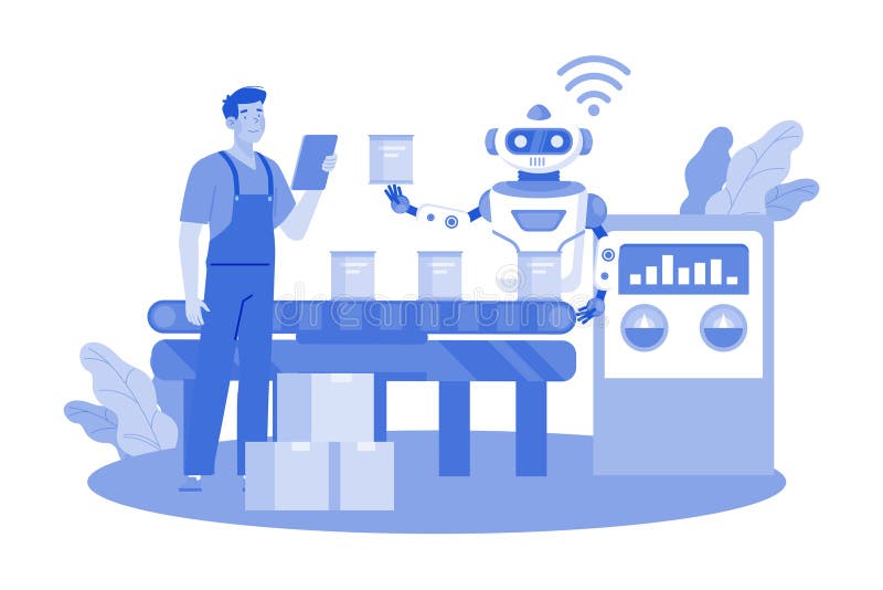 AI-powered Robots Automate Manufacturing Processes Stock Vector ...