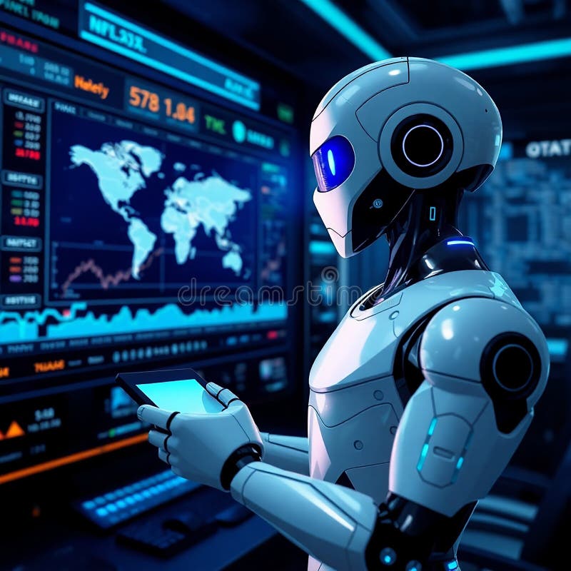 AI-Powered Robots in Cyber Operations Stock Photo - Image of night ...