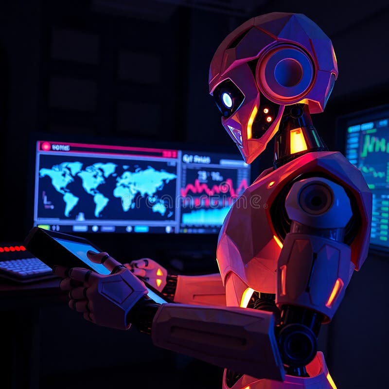 AI-Powered Robots in Cyber Operations Stock Photo - Image of interact ...