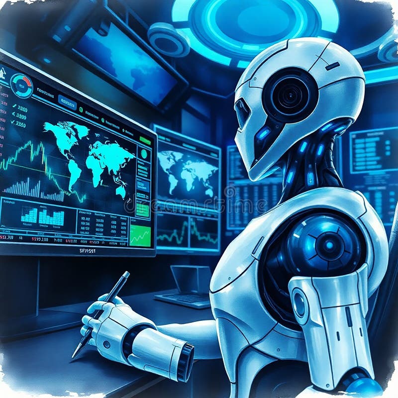 AI-Powered Robots in Cyber Operations Stock Image - Image of futuristic ...