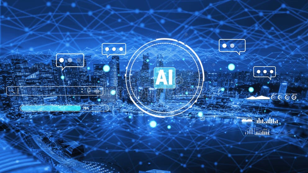 AI Powered Search Engine with Conversational Interface Motif Stock Illustration - Illustration ...