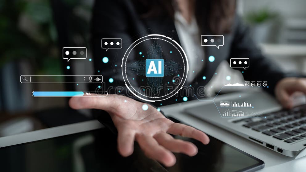 AI Powered Search Engine with Conversational Interface Motif Stock Photo - Image of artificial ...