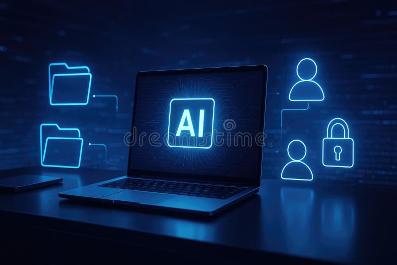 Ai Powered Secure Data Management System Laptop Stock Illustration ...