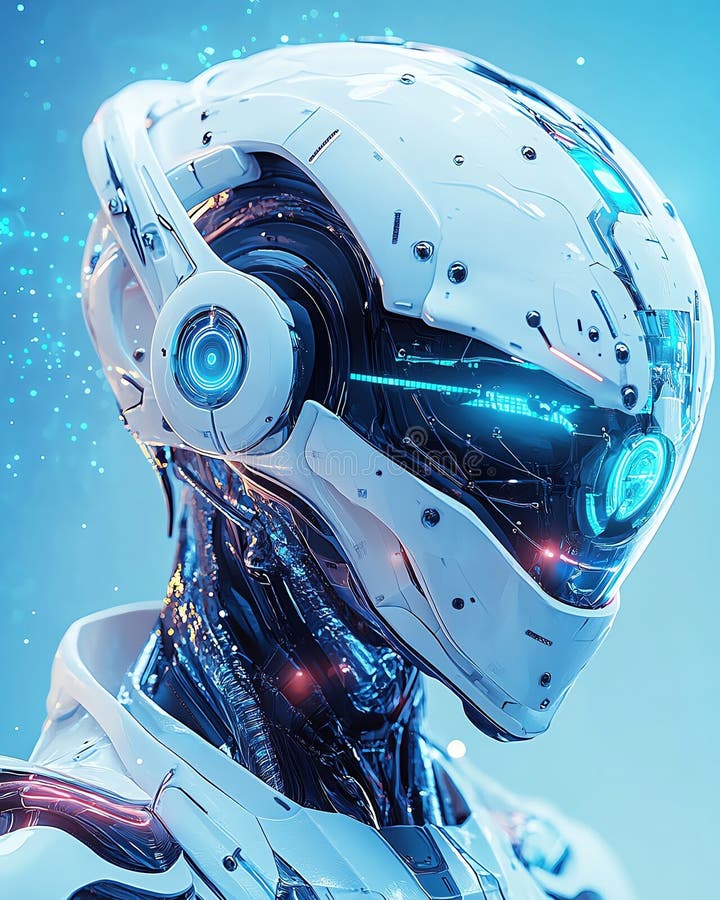 AI-Powered Security, a Futuristic Humanoid AI Scanning a Cybersecurity ...