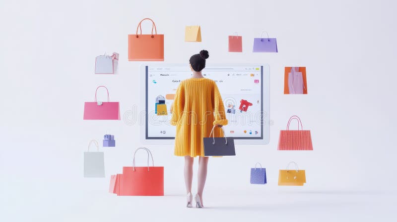 AI-powered Shopping Recommendations Shown on a Virtual Screen Isolated on White Background Stock ...
