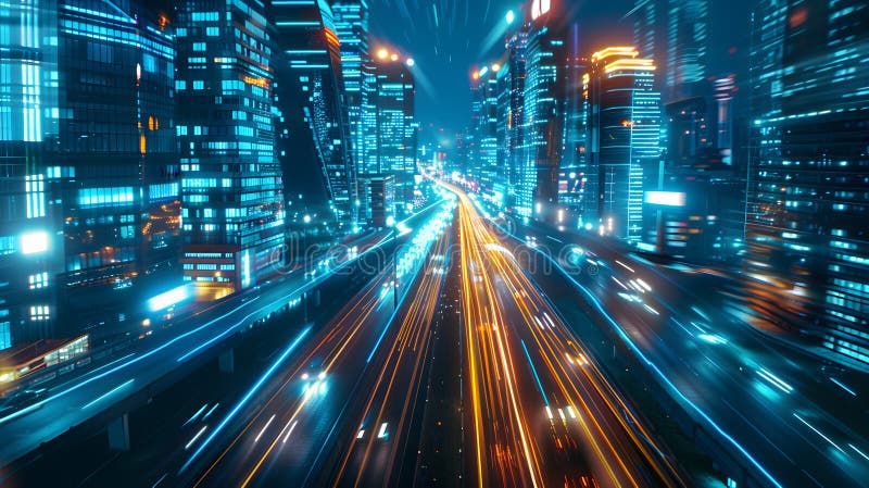 AI-powered Smart City with Autonomous Vehicles Displays. Stock ...